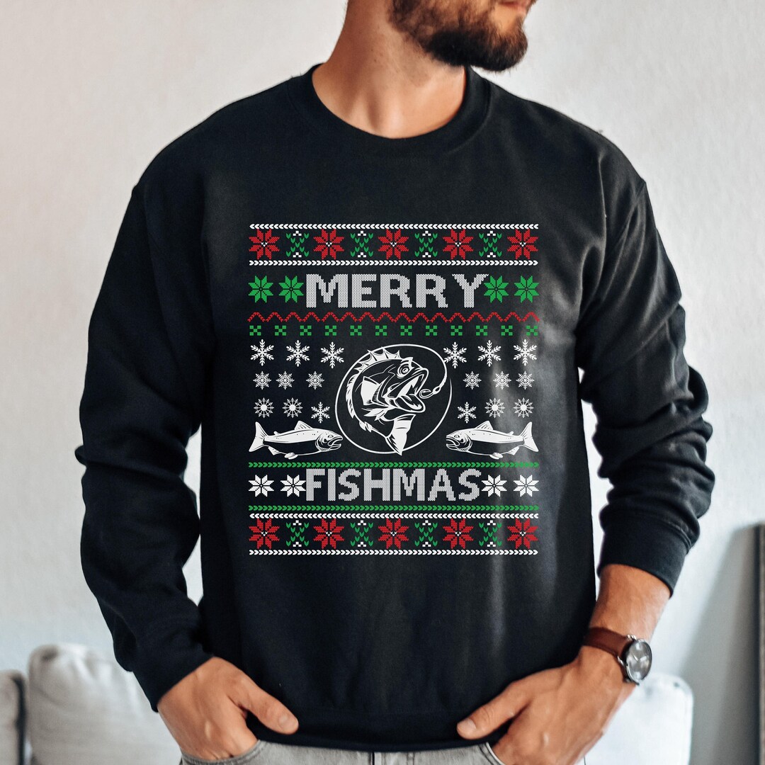 Merry Fishmas Sweater, Ugly Christmas Sweater, Christmas Sweatshirt ...