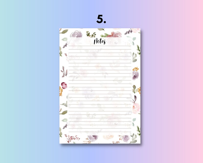 Printable A5 Notes Pages | Create Your Own Floral Notepads With Our ...