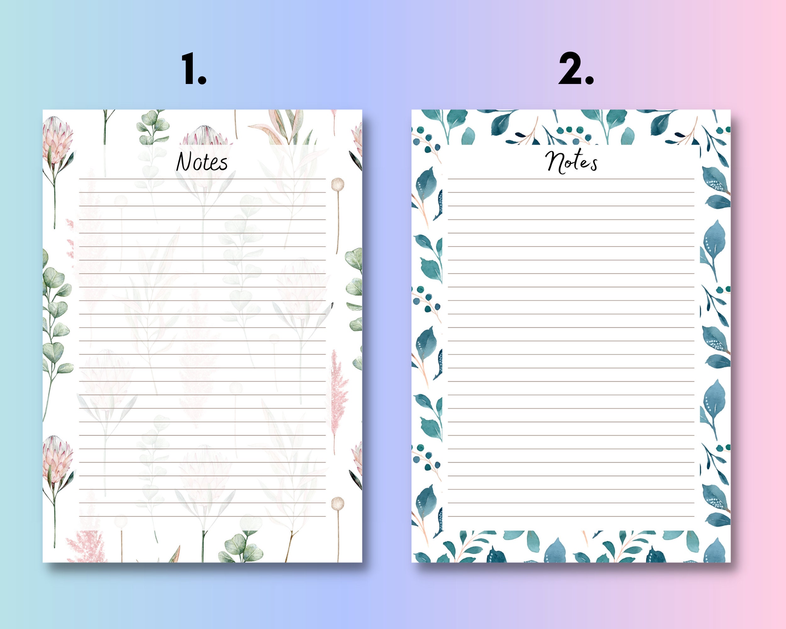 Printable A5 Notes Pages Create Your Own Floral Notepads With Our ...