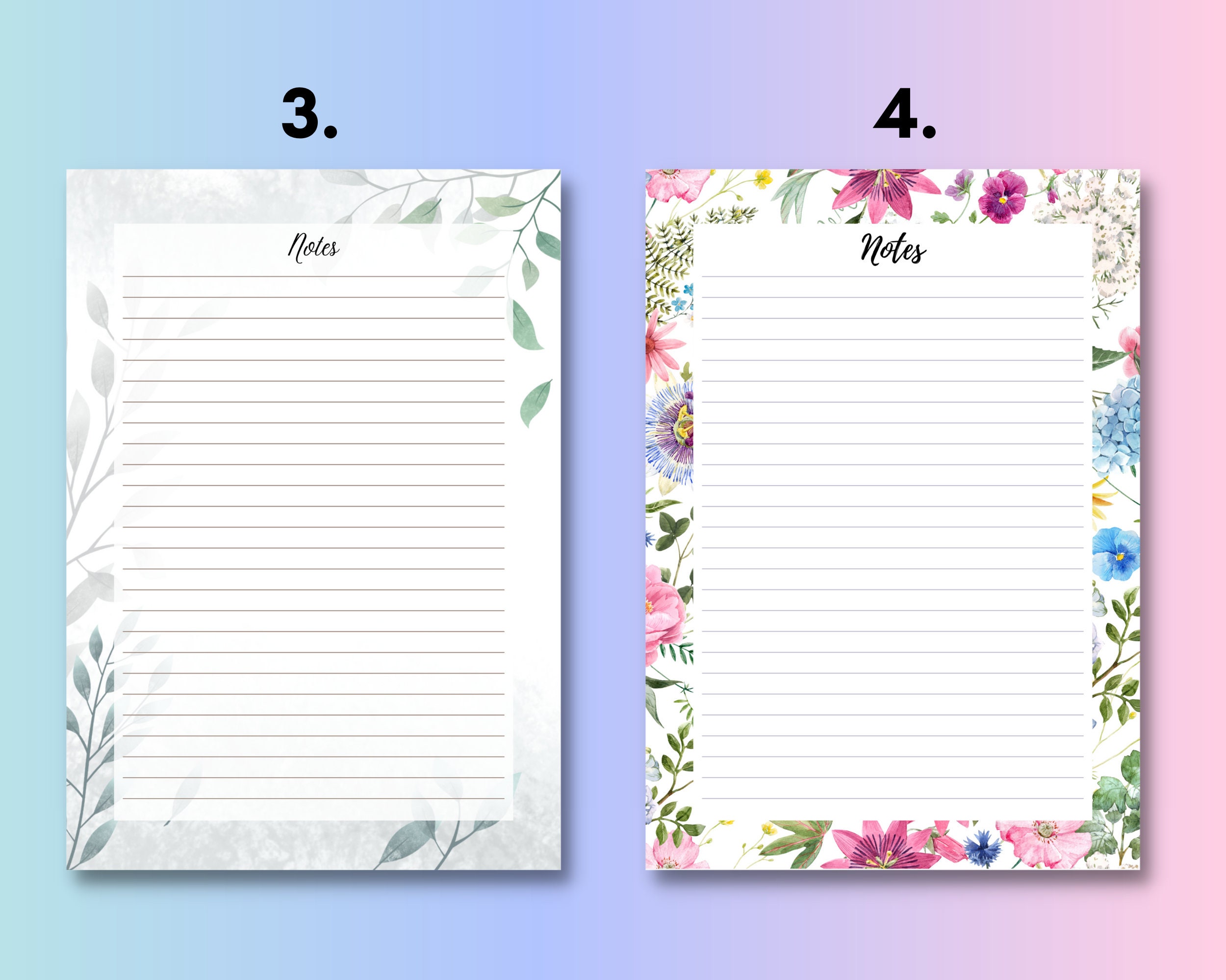 Printable A5 Notes Pages | Create Your Own Floral Notepads With Our ...