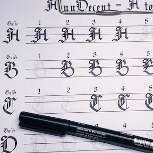 Printable Gothic Calligraphy Alphabet Template, Gothic Penmanship for ...