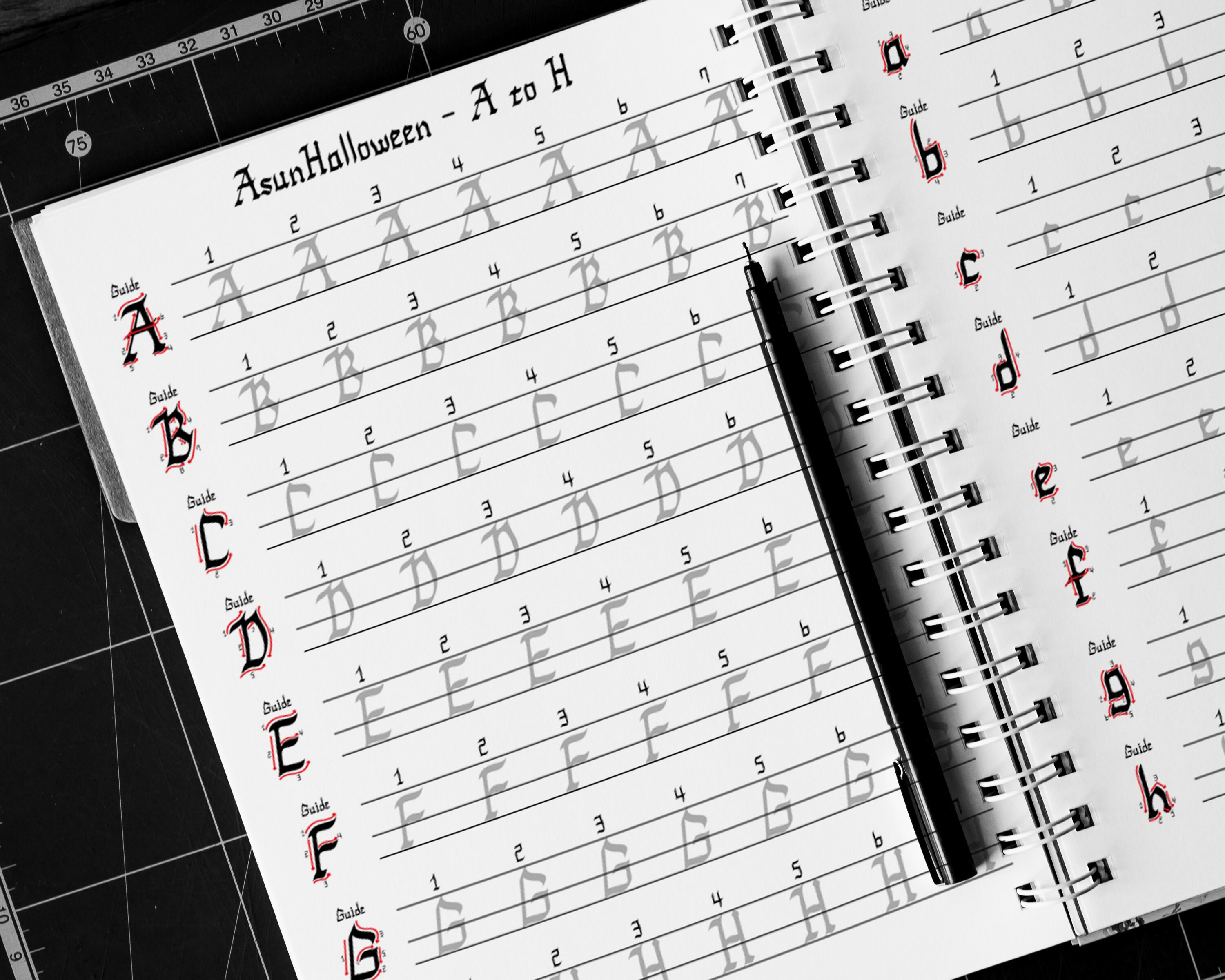 Gothic Handwriting Worksheet | Calligraphy Blackletter Practice ...