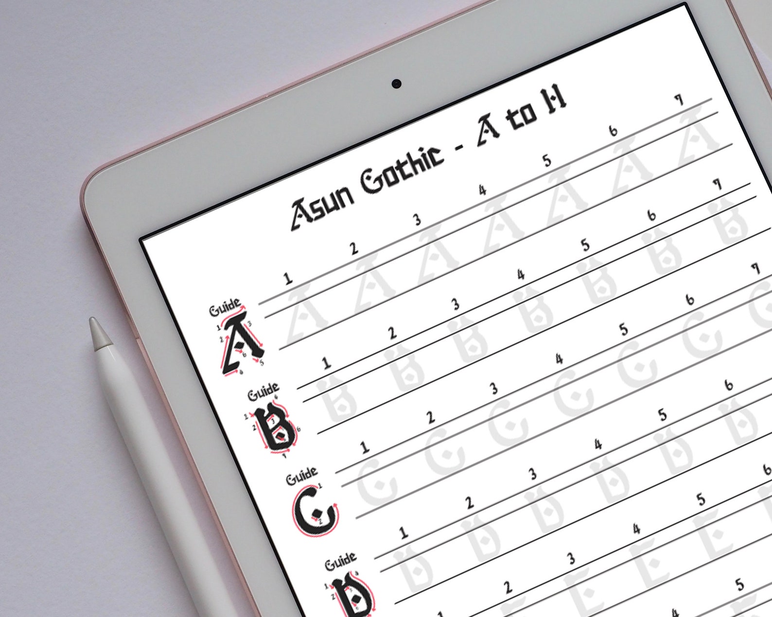 Gothic Calligraphy Worksheet for Beginners | Gothic Letter Template PDF ...