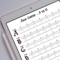 Printable Gothic Letter Worksheet, Gothic Calligraphy Practice Template ...