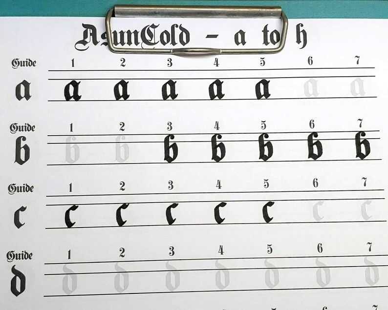 Gothic Calligraphy Template Worksheet for Beginner | Gothic Letter ...