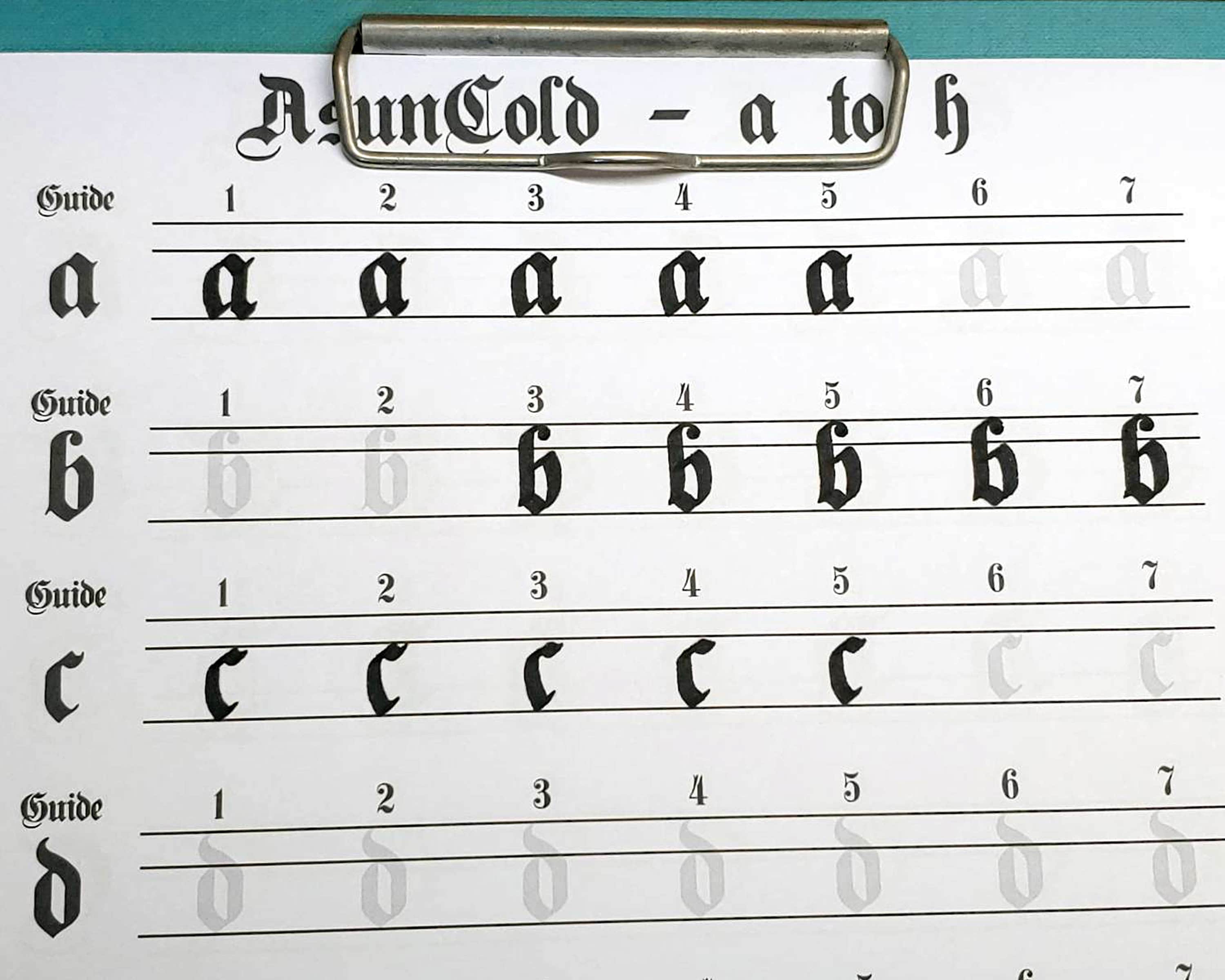 Gothic Calligraphy Template Worksheet for Beginner | Gothic Letter ...