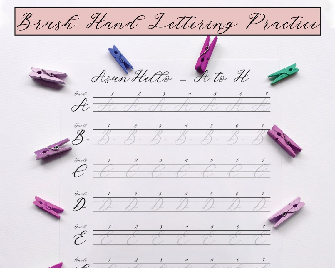 Brush Calligraphy Practice Sheets for Adult Cute Bouncy - Etsy