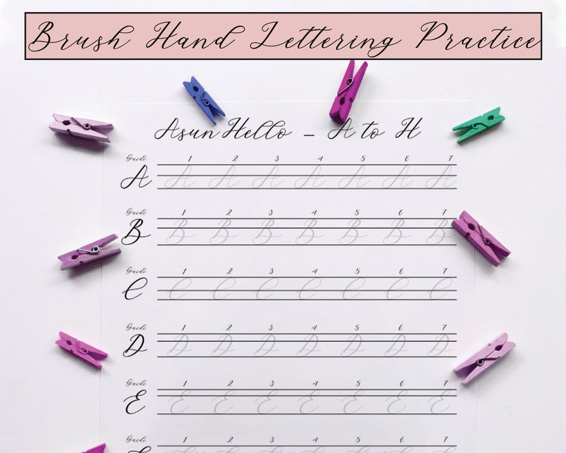 Brush Calligraphy Practice Sheets for Adult Cute Bouncy Brush Script ...
