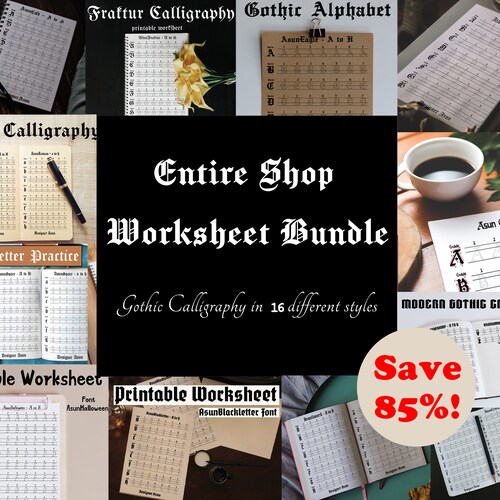 Printable Gothic Letter Worksheet Gothic Calligraphy Practice - Etsy