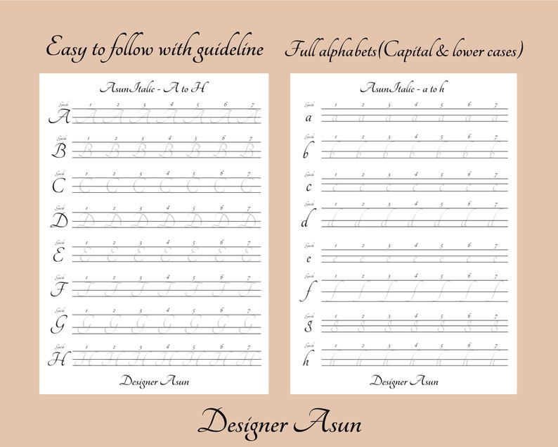 Handwriting Printable for Italic Calligraphy Practice Learn Modern ...