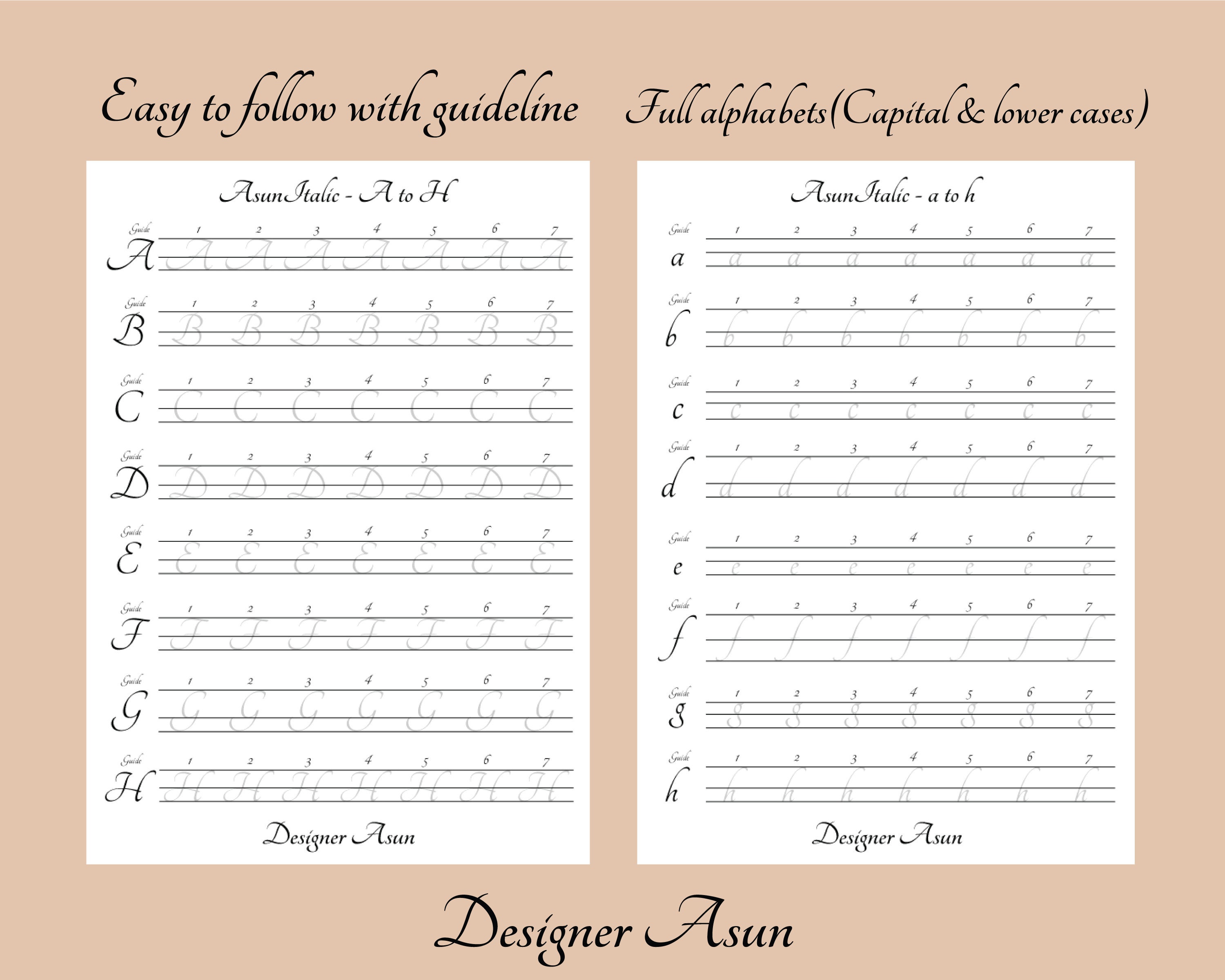 Handwriting Printable for Italic Calligraphy Practice Learn Modern ...