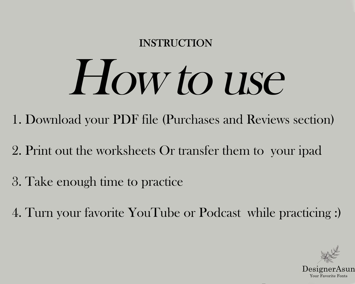 Signature Handwriting Printable Worksheet for Beginners - Etsy