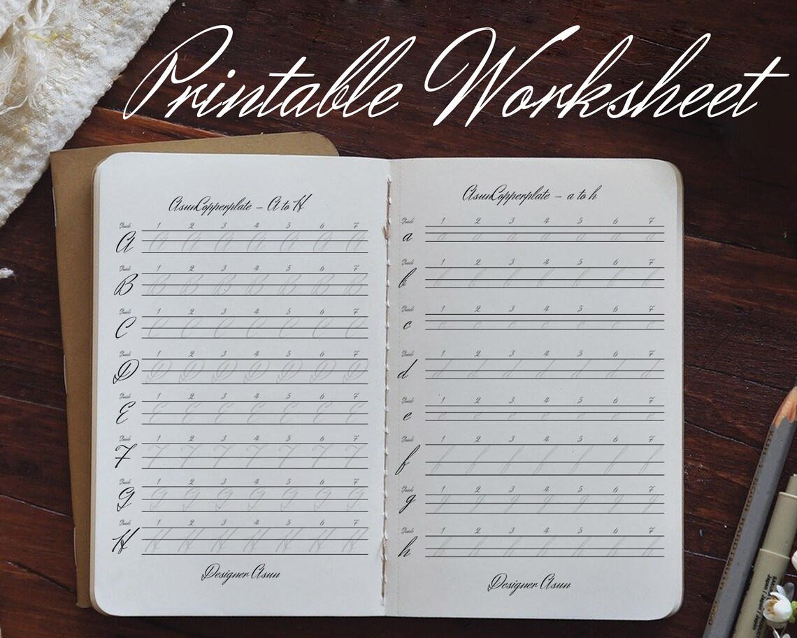 Copperplate Calligraphy Worksheet Printable Template PDF for - Etsy