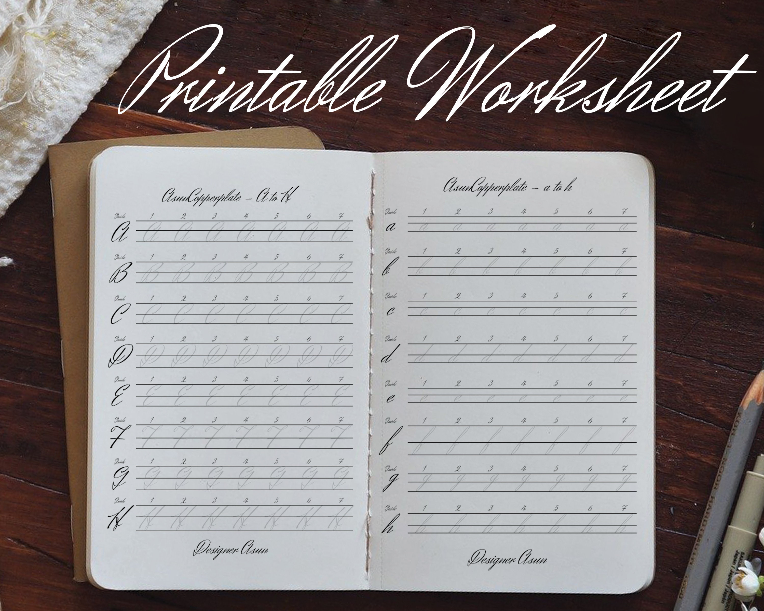 Copperplate Calligraphy Worksheet | Printable Template PDF for ...