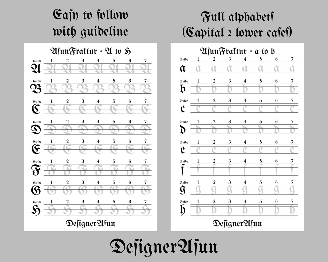 Printable Fraktur Calligraphy Worksheet | 2021 New Year Creative ...