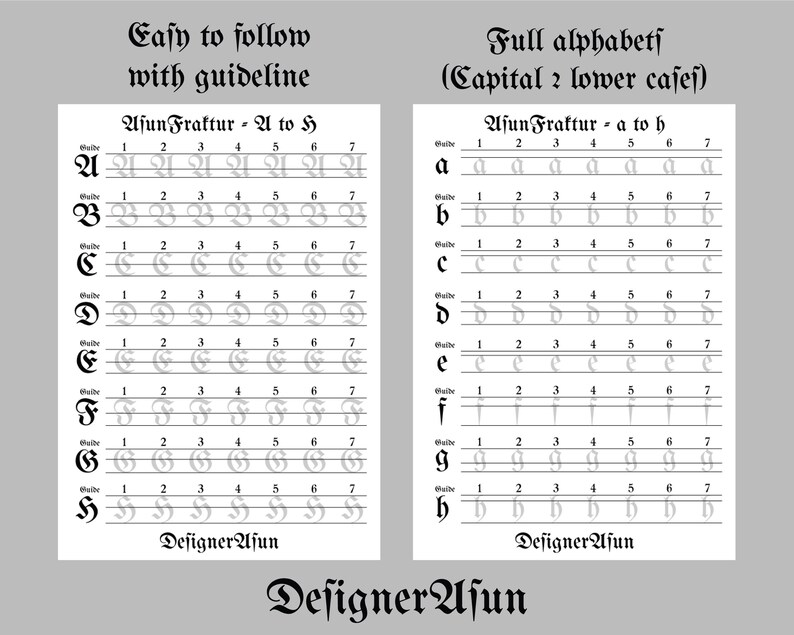 Printable Fraktur Calligraphy Worksheet | 2021 New Year Creative ...