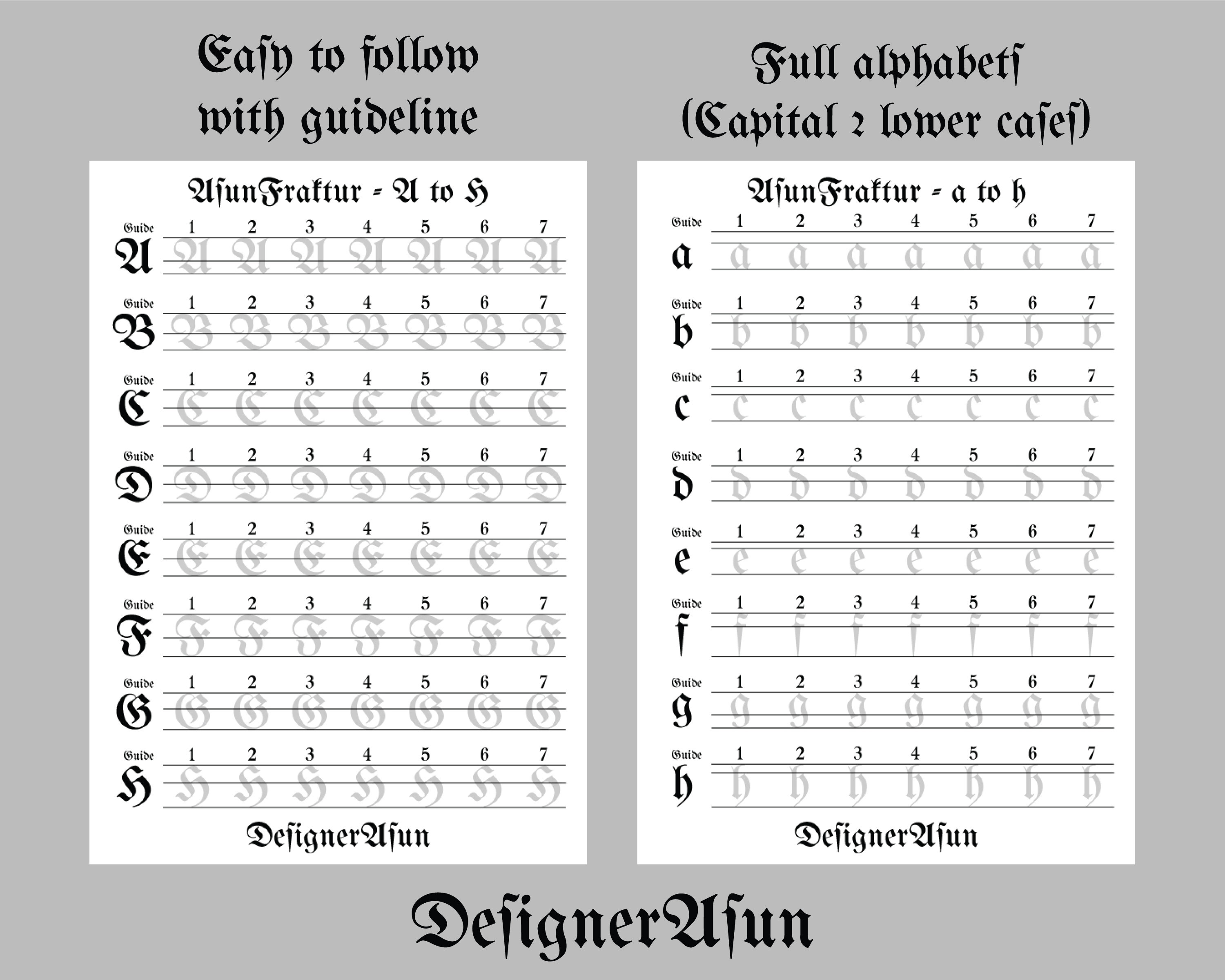 Printable Fraktur Calligraphy Worksheet 2021 New Year Creative Hobbies ...