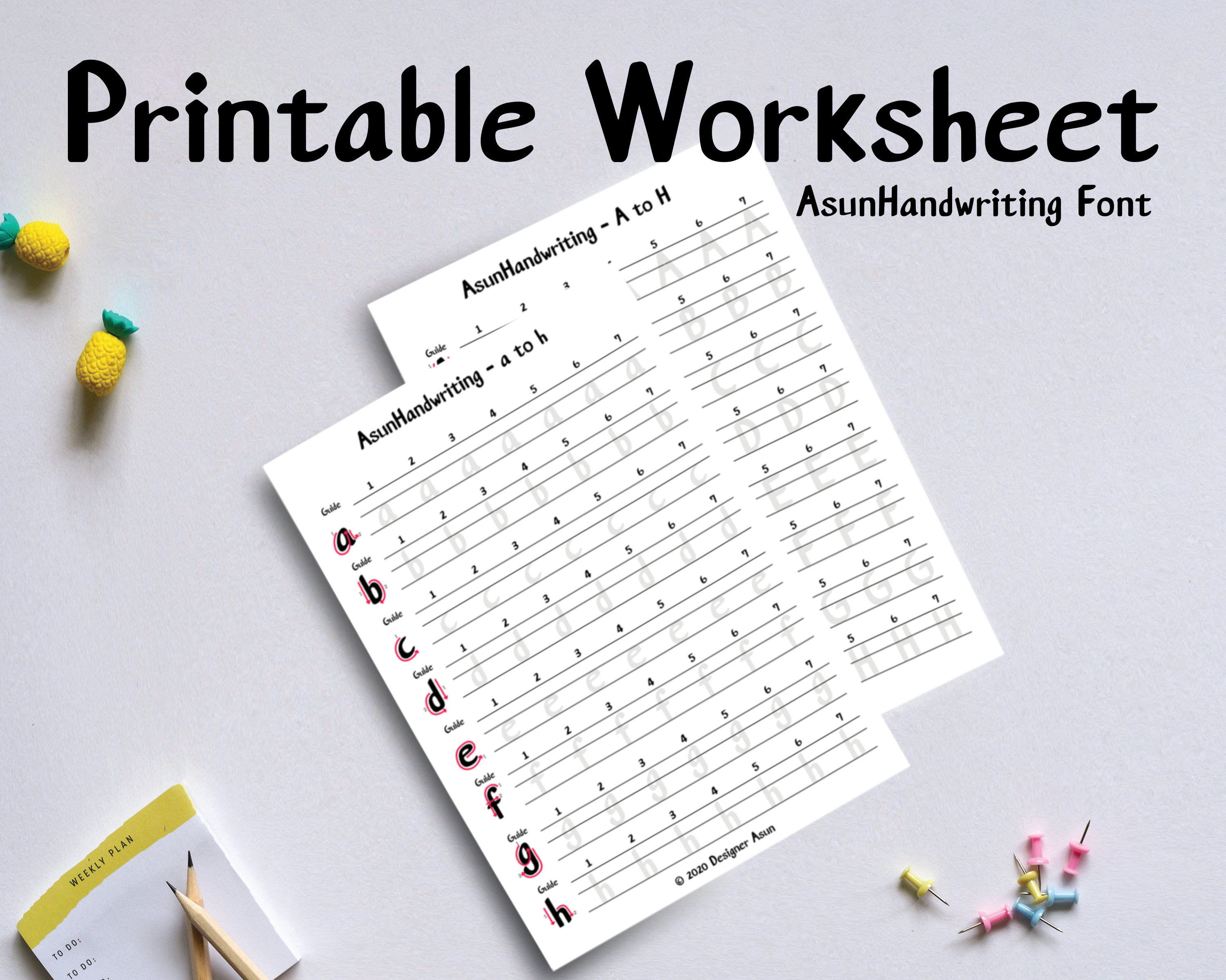 Cute Handwriting Font Worksheet PDF for Girls at Home, Artistic Hobby ...