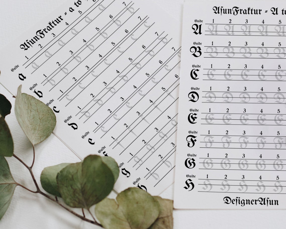 Printable Fraktur Calligraphy Worksheet | 2021 New Year Creative ...