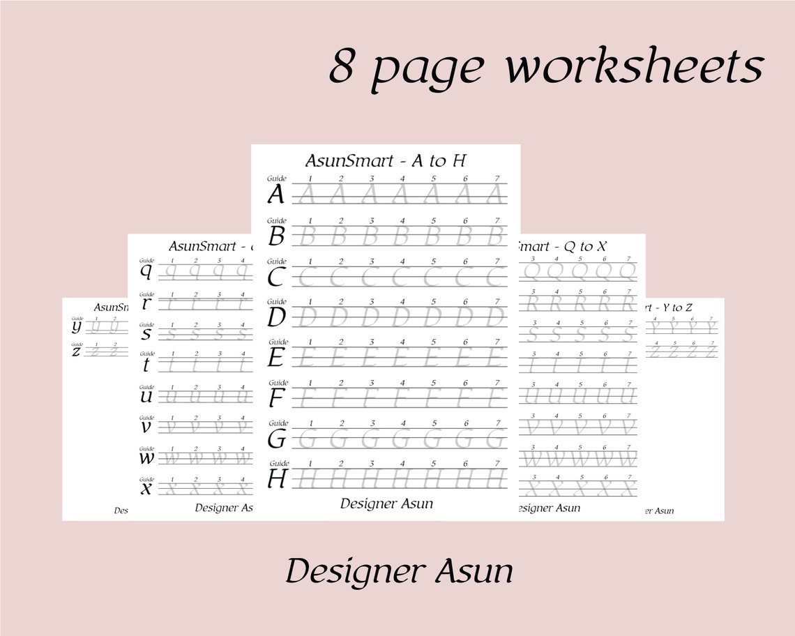 Italic Calligraphy Template Worksheet Italic Script Font Practice Sheet ...