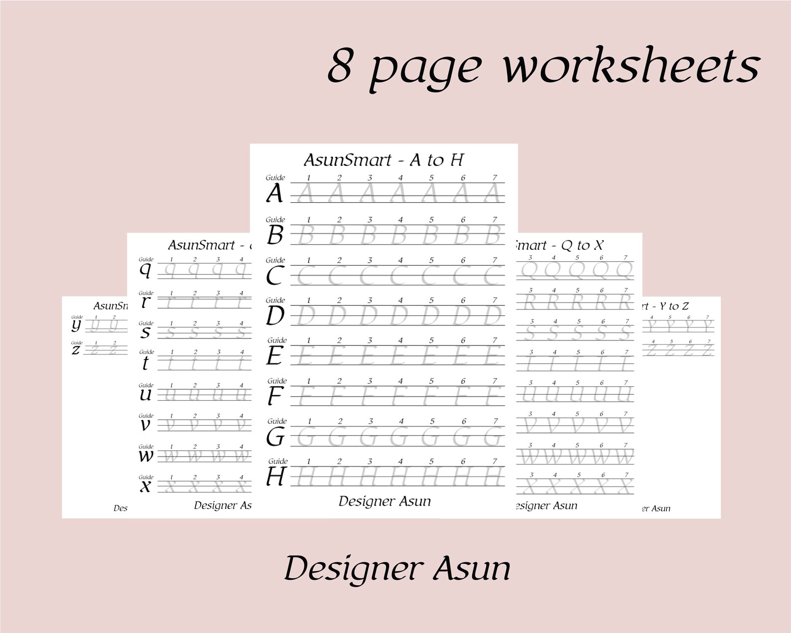 Italic Calligraphy Template Worksheet | Italic Script Font Practice ...