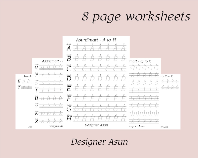 Italic Calligraphy Template Worksheet Italic Script Font Practice Sheet ...
