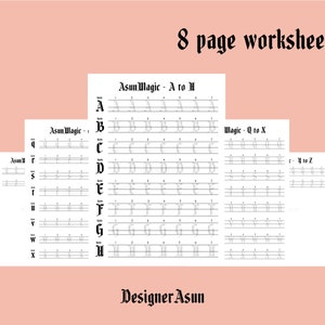 Gothic Calligraphy Blank Template for Tracing, Handwritten Gothic ...