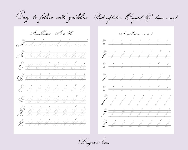 Modern Copperplate Script Worksheet Printable | Copperplate Alphabet ...