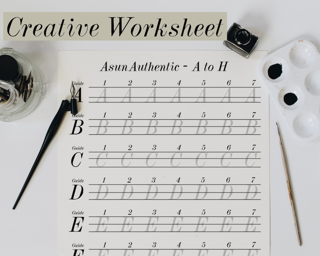Italic Calligraphy Trace Template | Italic Alphabet Practice Sheet for ...