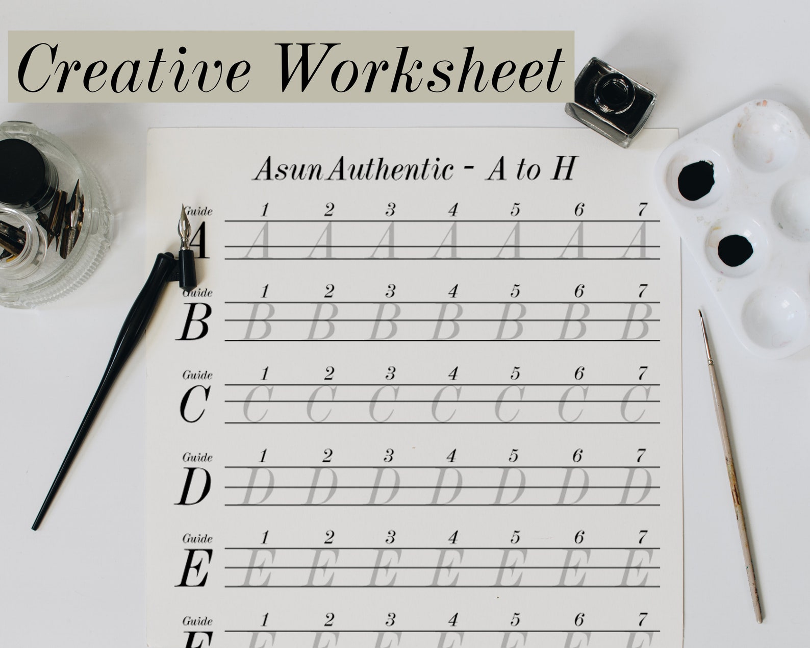 Italic Calligraphy Trace Template | Italic Alphabet Practice Sheet for ...