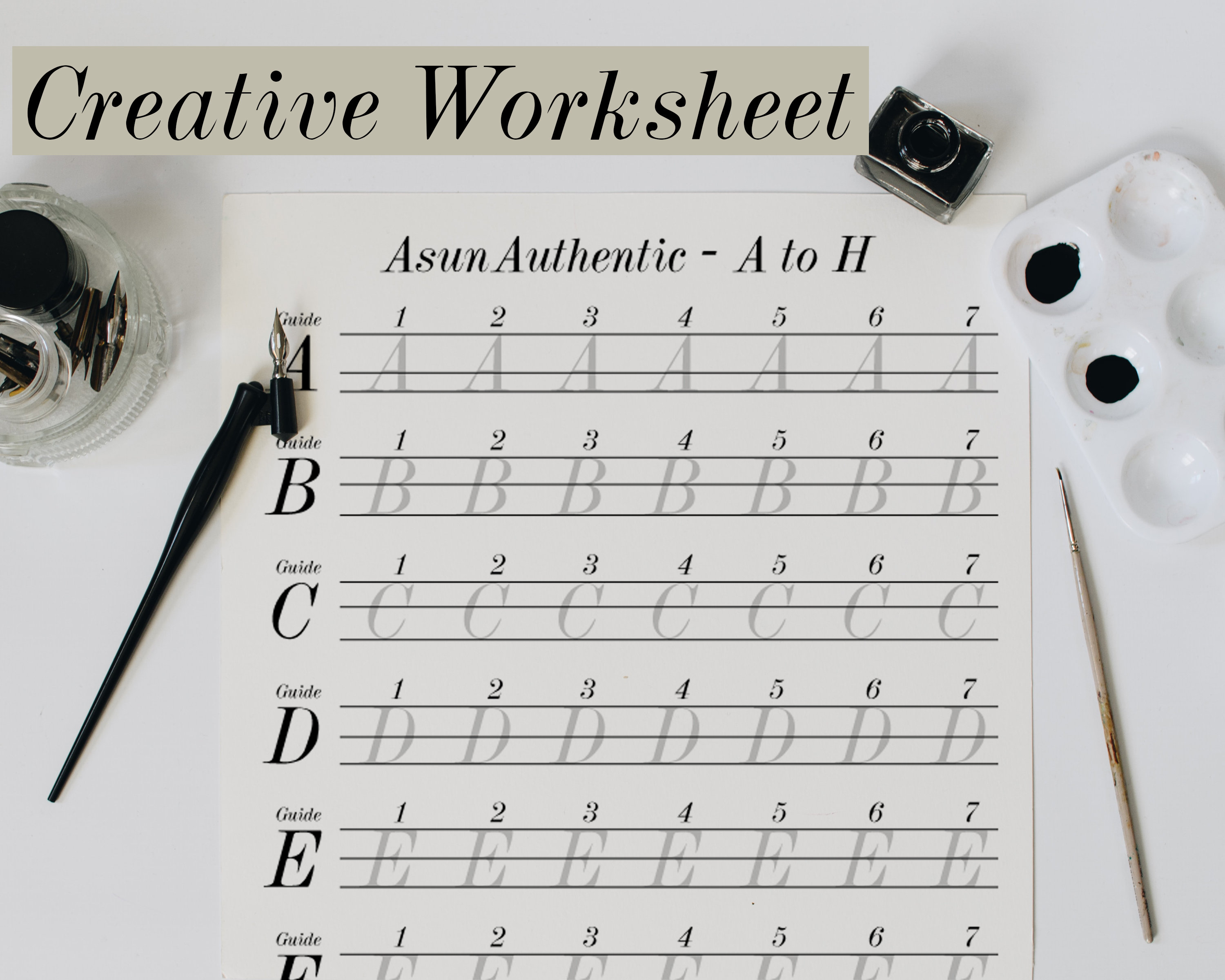 Italic Calligraphy Trace Template Italic Alphabet Practice Sheet for ...