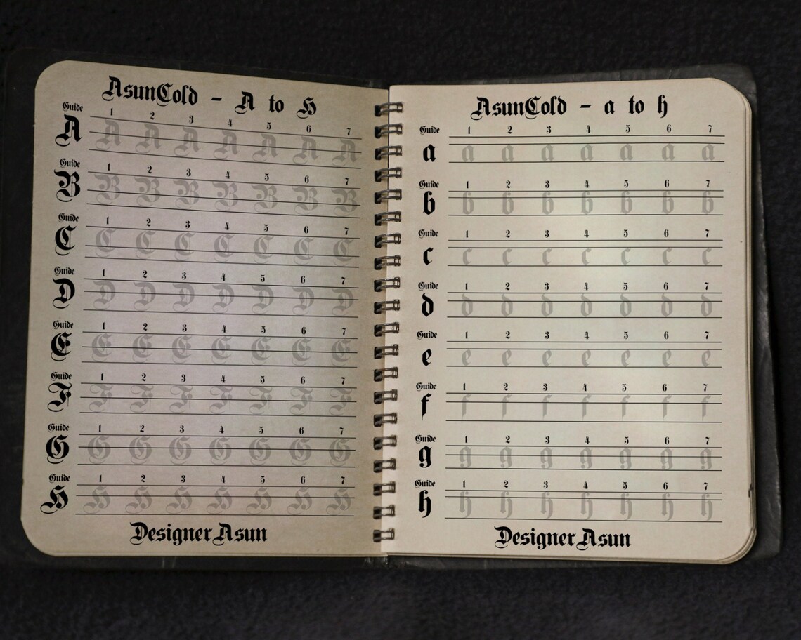 Gothic Calligraphy Template Worksheet for Beginner | Gothic Letter ...