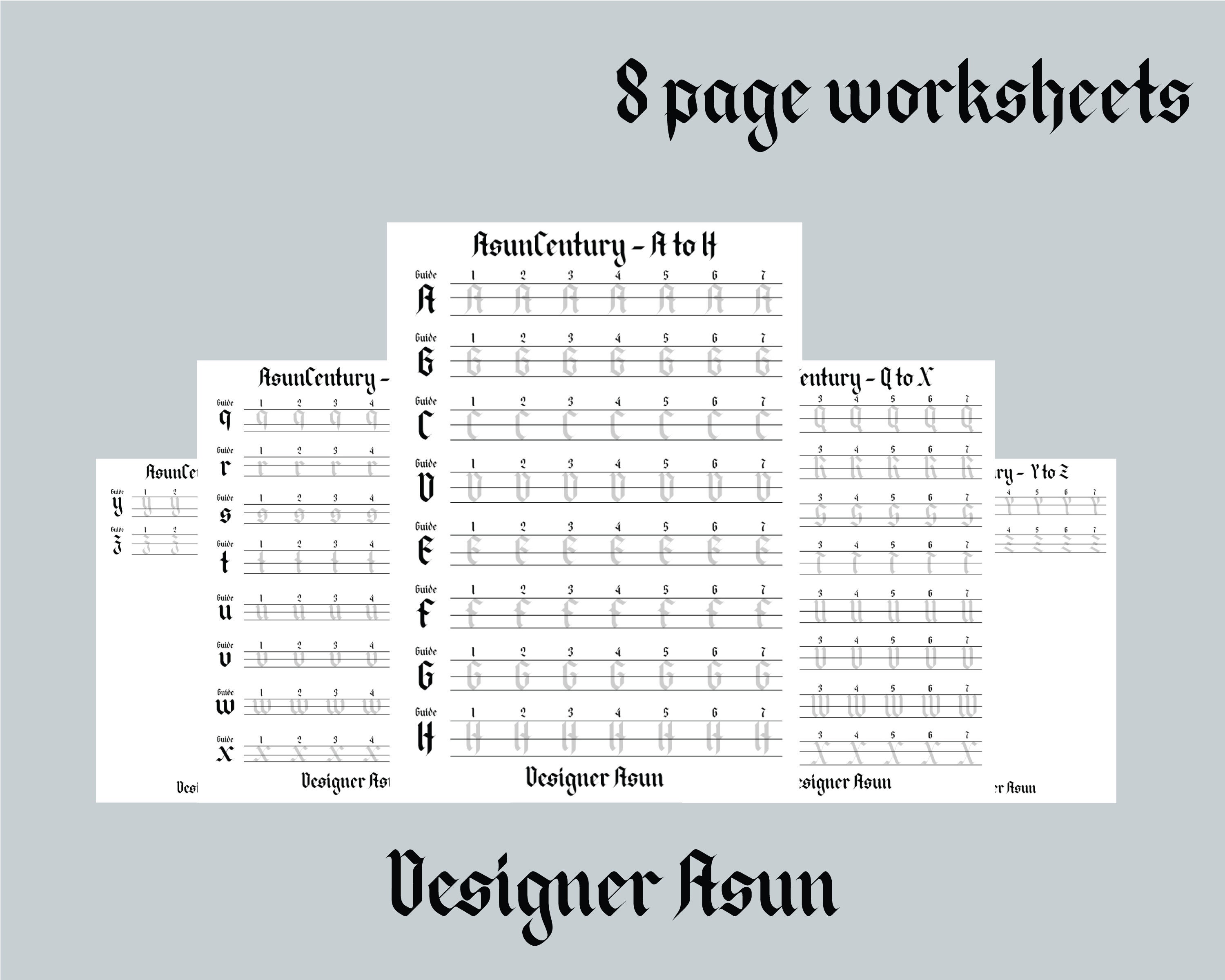 Classic Gothic Calligraphy Blank Tracing Worksheet (Download Now) - Etsy
