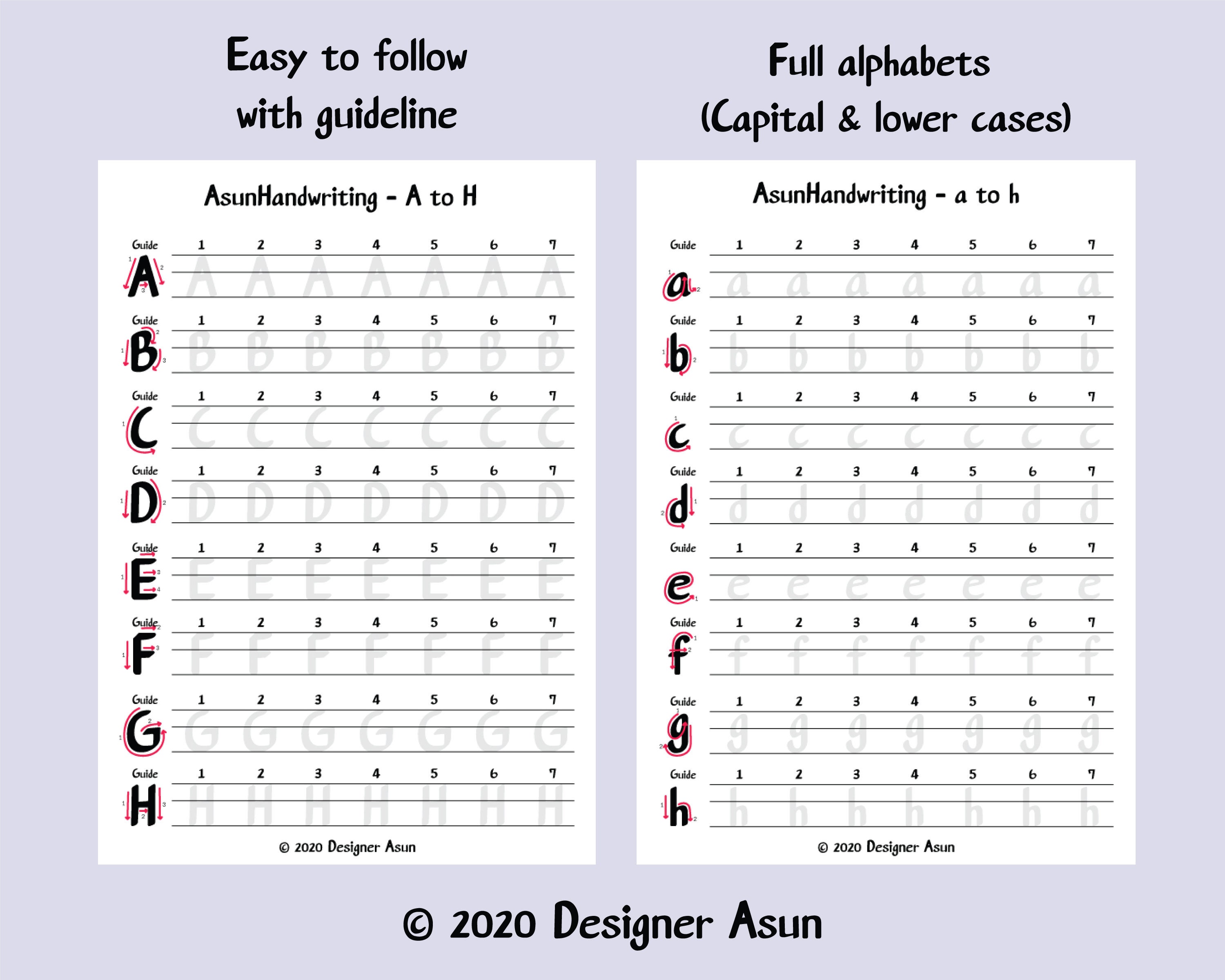 Cute Handwriting Font Worksheet PDF for Girls at Home, Artistic Hobby ...