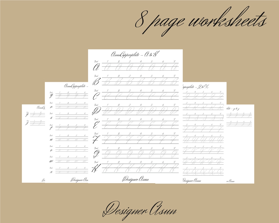 Copperplate Calligraphy Worksheet Printable Template PDF for - Etsy