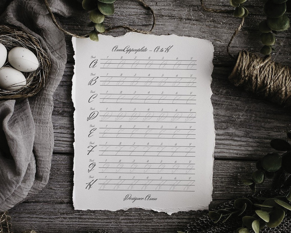 Copperplate Calligraphy Worksheet Printable Template PDF for - Etsy
