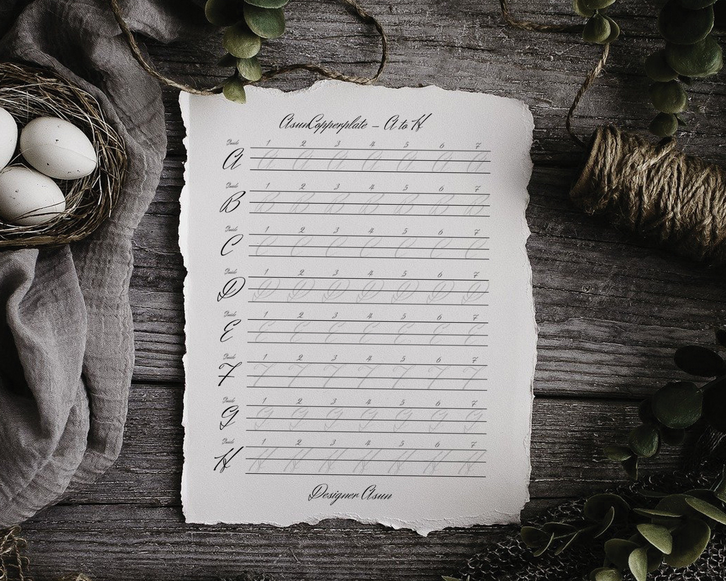 Copperplate Calligraphy Worksheet | Printable Template PDF for ...