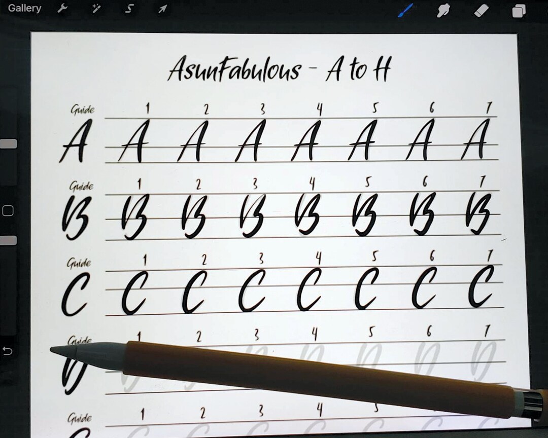 Brush Hand Lettering Worksheet Printable | Brush Calligraphy for ...