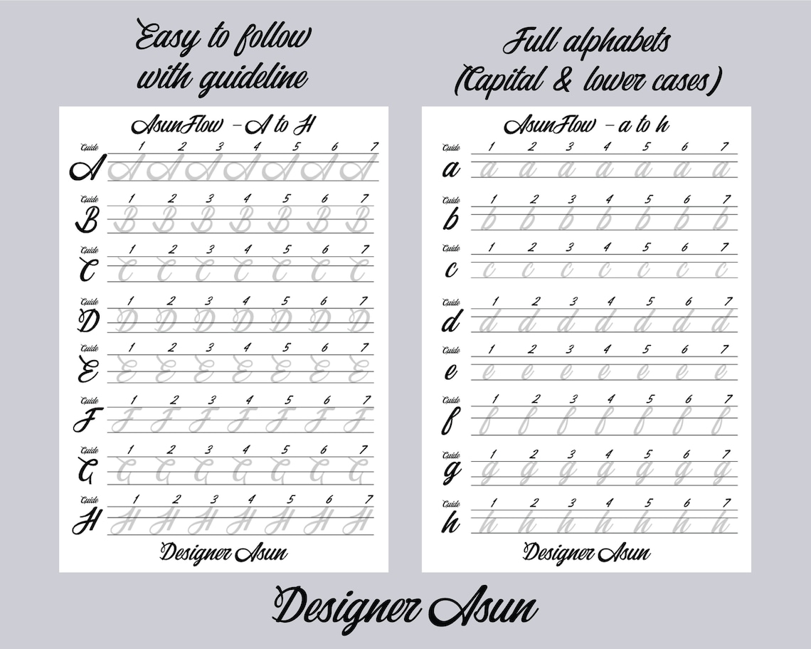 Modern Cursive Writing Practice Sheet for Adult | Cursive Handwriting ...