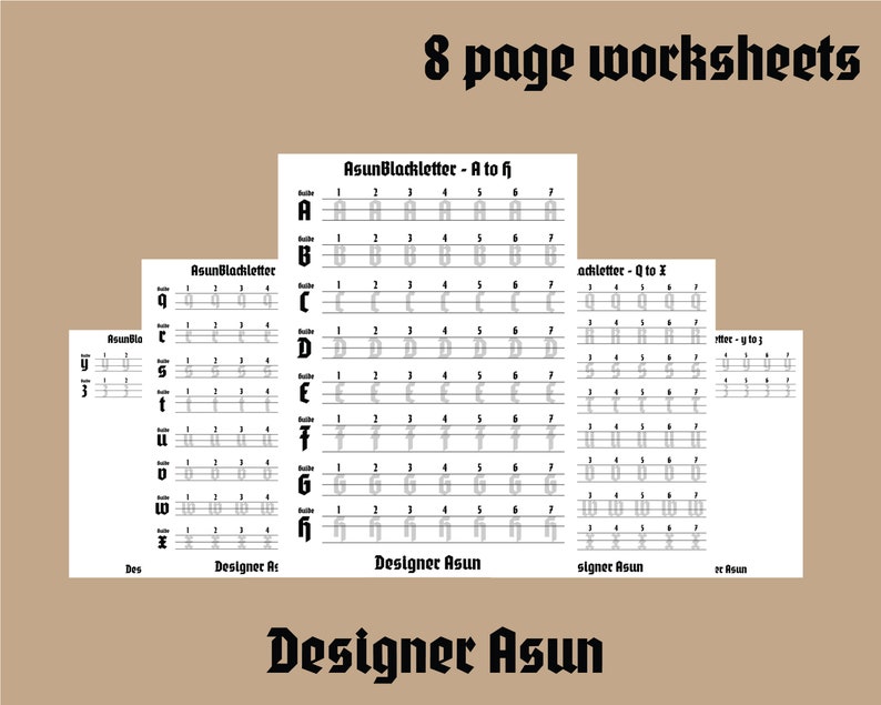 Black Letter Calligraphy Worksheet the Black Letter Handwriting Font ...