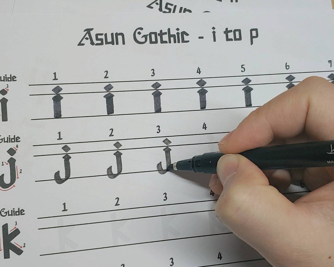 Gothic Calligraphy Worksheet for Beginners Gothic Letter - Etsy