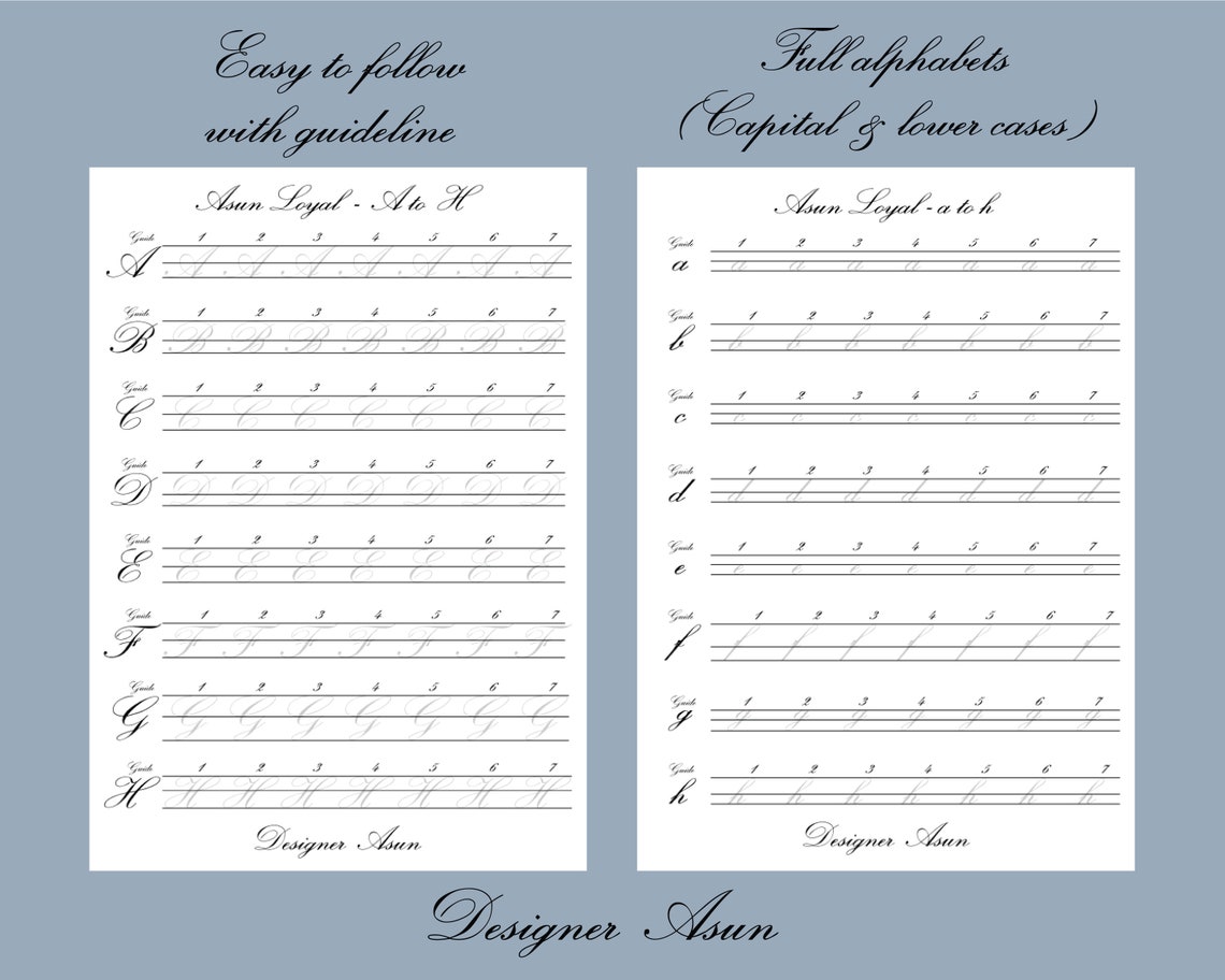 Copperplate Calligraphy Printable Template Copperplate | Etsy UK