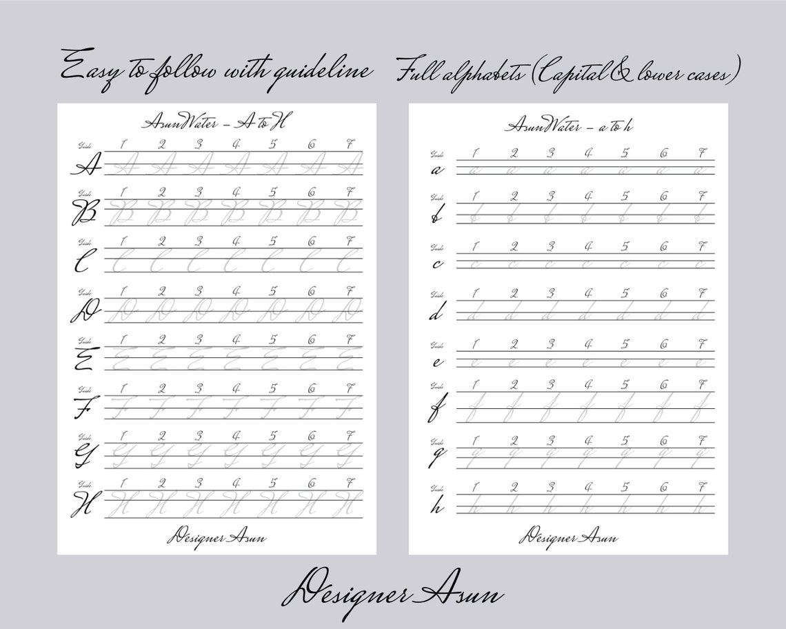 Fancy Cursive Letter Practice for Adult Handwriting (Download Now) - Etsy