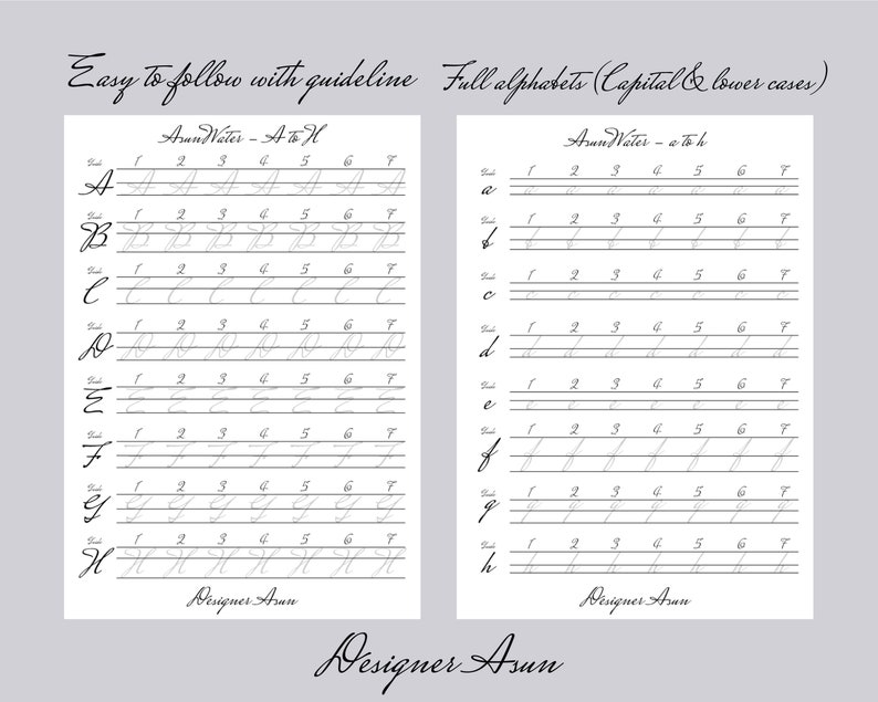 Fancy Cursive Letter Practice for Adult, Handwriting Penmanship Sheet ...
