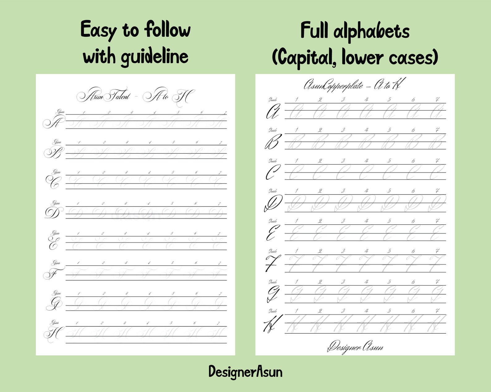 Copperplate Calligraphy Template Bundle Pack Copperplate | Etsy