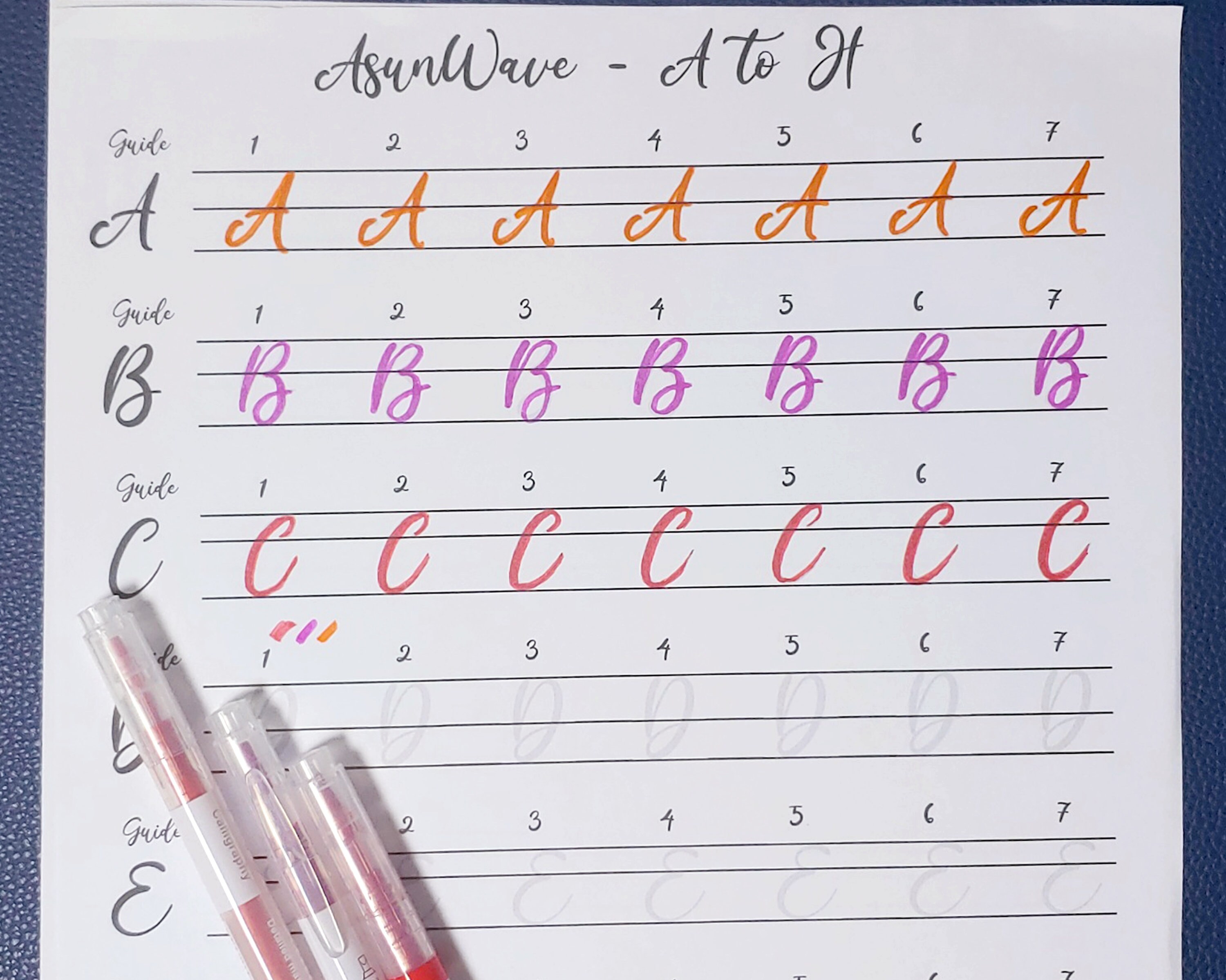 Printable Brush Lettering Alphabet Practice Sheet PDF New - Etsy