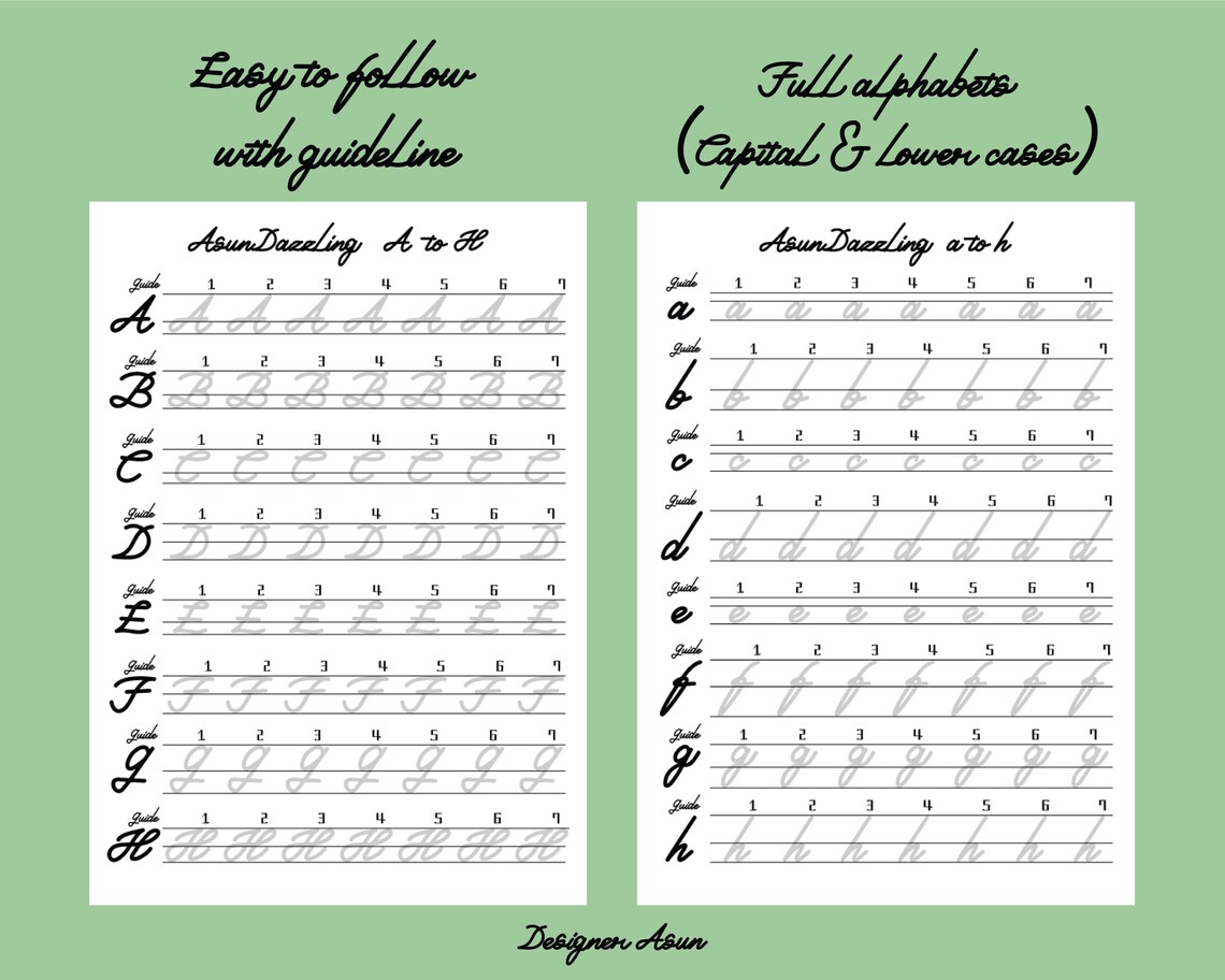 DIY Cursive Handwriting Printable for Adult Cursive Writing Self ...