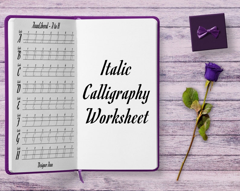 Printable Italic Calligraphy Template Worksheet | Italic Calligraphy ...