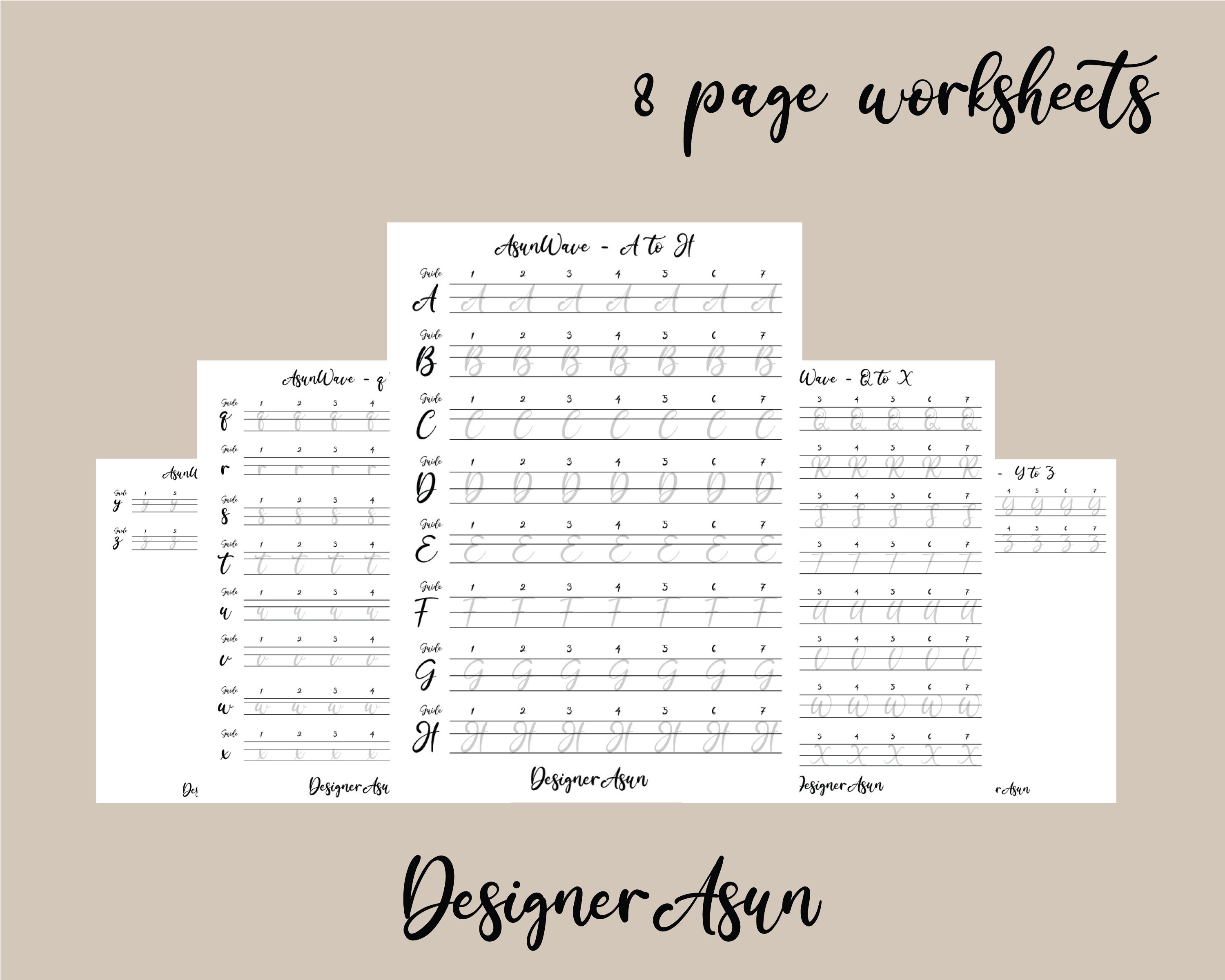 Printable Brush Lettering Alphabet Practice Sheet PDF New - Etsy