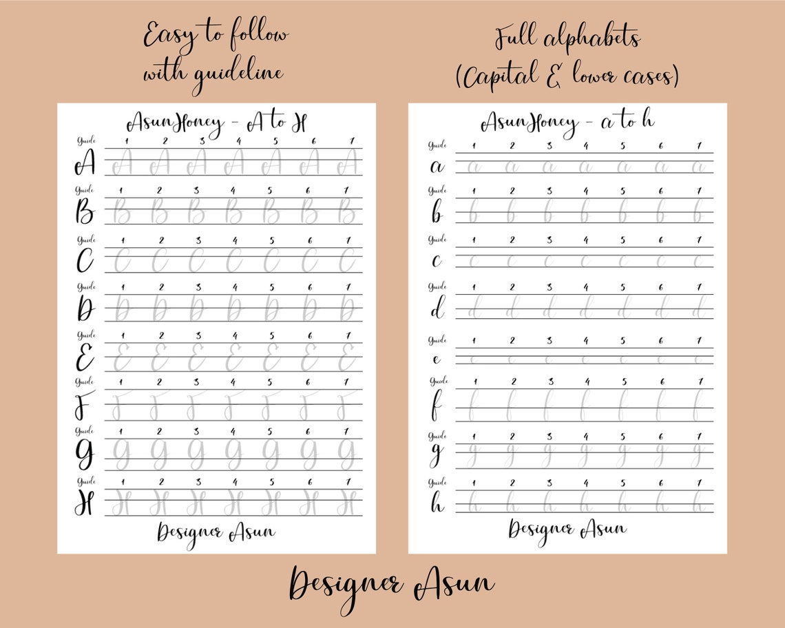 Brush Calligraphy Workbook for Brush Hand Lettering Beginner - Etsy